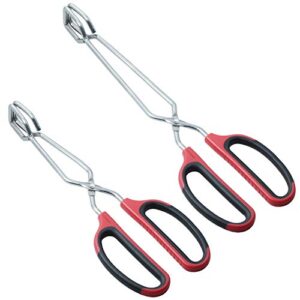 hinmay stainless steel scissor tongs 10-inch and 12-inch set, set of 2