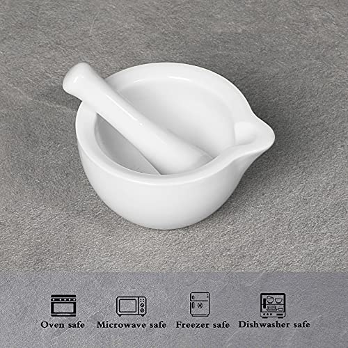 LEETOYI Porcelain Mortar and Pestle, Ceramic Herb Grinder Pill Crusher Set (4.2-inch)