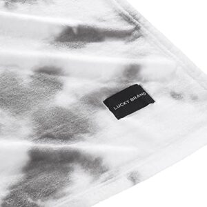 Lucky Brand Oversized Super Plush Microfiber Throw Blanket in Printed White/Gray Tie Dye, 50in x 70in