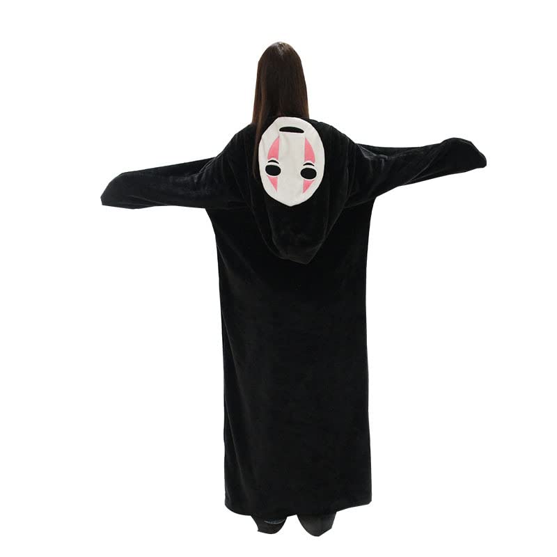 Spirited Away No Face Man Blanket Adult,Wearable No Face Man Blanket Super Soft Cozy Flannel Hoodie,No Face Man Blanket Hoodie (Universal Size) (B)