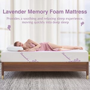 Hcore 8 Inch Twin Memory Foam Mattress,Cooling Lavender  Mattress in a Box,Medium-Firm Mattress Made in USA,Pressure Relief & Temperature Regulation,Fiberglass-Free,CertiPUR-US Certified