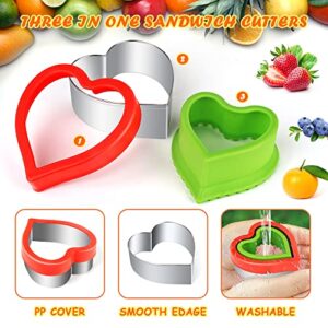 FASTSPOK Sandwich Cutter for Kids, 9PCS Sandwich Cutter & Sealer Set, Uncrustables Sandwich Maker, Cookie Cutters for Kids Lunch Bento Box - Vegetable Fruit Cutter Set