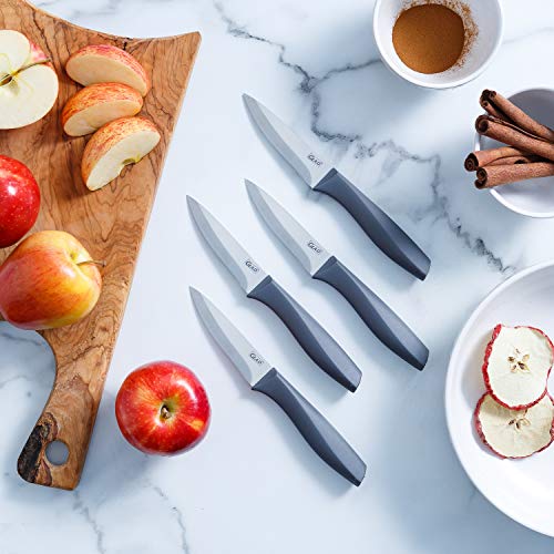 Glad Paring Knife Set, Pack of 4 | Sharp Stainless Steel Blades with Non-Slip Handles | 3.5-Inch Kitchen Knives for Cutting Vegetables and Peeling Fruit,Gray