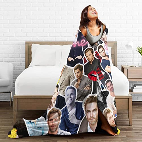 Blanket Chris Pine Soft and Comfortable Warm Fleece Blanket for Sofa, Office Bed car Camp Couch Cozy Plush Throw Blankets Beach Blankets