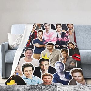 Blanket Chris Pine Soft and Comfortable Warm Fleece Blanket for Sofa, Office Bed car Camp Couch Cozy Plush Throw Blankets Beach Blankets