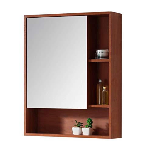 Fine Fixtures Surface Mount 24" Bathroom Medicine Cabinet, Walnut - Left Hand Door