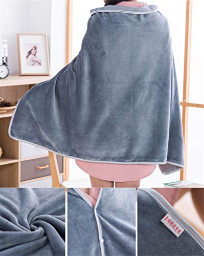 Mvchifay Wearable Blanket Soft Fleece Shawl Button Closure Warm Snuggle Throw for Sofa Snap 27x51inches (Gray-70x130cm)