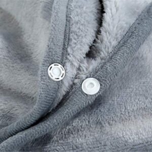 Mvchifay Wearable Blanket Soft Fleece Shawl Button Closure Warm Snuggle Throw for Sofa Snap 27x51inches (Gray-70x130cm)