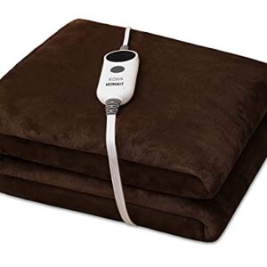 VEOHAUT Heated Blanket Electric Throw with Double-Layer Flannel, 6 Heating Levels, 3 Hours Auto-Off, Fast Heat & ETL Certification, Home Office Use & Machine Washable, 50x60 inches