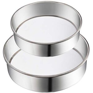 2 pack flour sifter,stainless steel fine mesh strainers flour sieve,60 mesh round sifter for baking cake bread (6-inch and 8-inch)