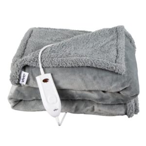 vive heated electric throw blanket - 50 x 60 dark grey soft cozy throw blanket - reversible, portable - fast heating for couch, bed, living room - ideal for men, women, adults & kids