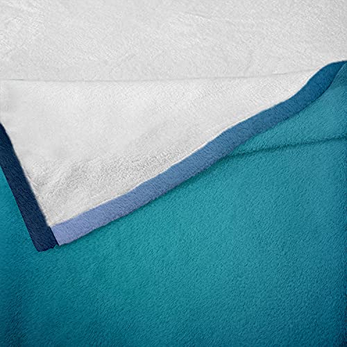 Lunarable Navy Blue Throw Blanket, Abstract Vibrant Shaded Digital Color on Plain Background Bohemian Print, Flannel Fleece Accent Piece Soft Couch Cover for Adults, 50" x 60", Turquoise Navy Blue