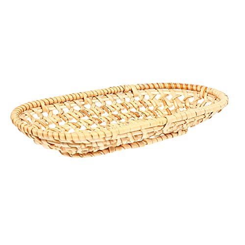 Holibanna Rattan Woven Storage Tray Guest Towel Tray Napkin Holder Sundries Basket Tabletop Organizer for Vanity Bathroom Tea Table