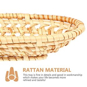 Holibanna Rattan Woven Storage Tray Guest Towel Tray Napkin Holder Sundries Basket Tabletop Organizer for Vanity Bathroom Tea Table