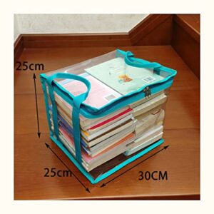 LucaSng Clear Zippered Storage Bags, Foldable Book Storage Case Travel PVC Organizer (A-Blue)