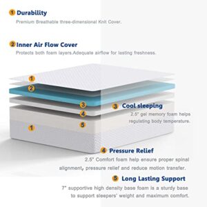 King Size Mattress, 12 inch Gel Memory Foam Mattress, Breathable Bed Mattress for Cooler Sleep Supportive & Pressure Relief, Medium Firm Feel with Motion Isolating, CertiPUR-US Certified (King)