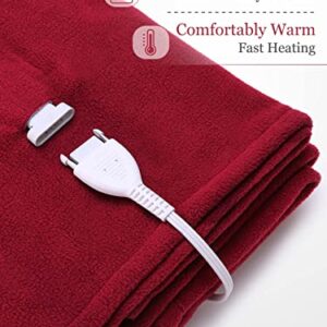 Electric Heated Blanket 62'' x 84'' Twin Size, 4 Heating Levels & 10 Hours Auto Off, Full Body Warming with Fast Heating & Machine Washable, Lightweight Cozy Soft Fleece for Home Use