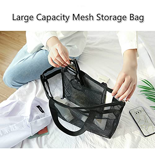 MEYYY Portable Mesh Shower Caddy, Quick Dry Tote Bag with Zipper and Inner Pocket, Hanging Toiletry Bath Organizer for College Dorms, Gym, Swimming, Beach, Travel