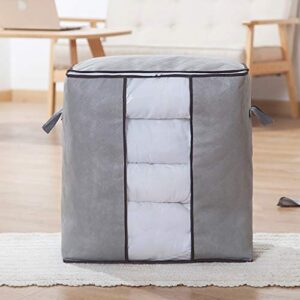 Home Quilt Storage Bag Foldable Non-Woven Transparent Window Handle Storage Bag for Clothes Quilt Toys