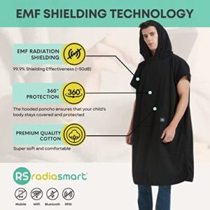 Radia Smart EMF Adult Hooded Poncho - Radiation Blanket, 5G Anti-Radiation, Wearable Faraday Blanket , RF Shielding, WiFi Blocker, Protection Clothing Oversized Black