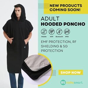 Radia Smart EMF Adult Hooded Poncho - Radiation Blanket, 5G Anti-Radiation, Wearable Faraday Blanket , RF Shielding, WiFi Blocker, Protection Clothing Oversized Black