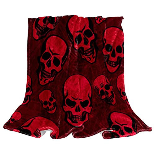 Soft and Warm Throw Blanket for Couch,Halloween red Skull,Fleece Blanket Decorative Blankets Bed Blanket