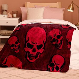 Soft and Warm Throw Blanket for Couch,Halloween red Skull,Fleece Blanket Decorative Blankets Bed Blanket