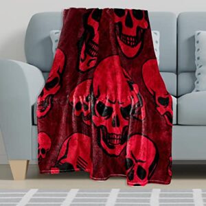 Soft and Warm Throw Blanket for Couch,Halloween red Skull,Fleece Blanket Decorative Blankets Bed Blanket