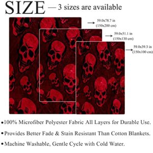 Soft and Warm Throw Blanket for Couch,Halloween red Skull,Fleece Blanket Decorative Blankets Bed Blanket