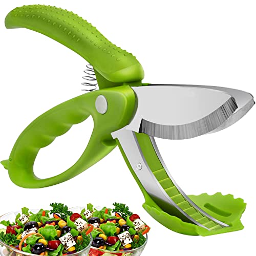 Upgraded Salad Scissors Tossing and Chopping Salad Chopper Heavy Duty Kitchen Salad Scissors Multifunction Double Blade Salad Cutting Tong Scissor Double Blade