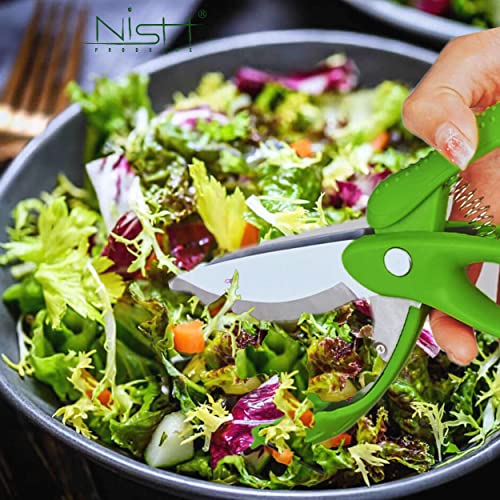 Upgraded Salad Scissors Tossing and Chopping Salad Chopper Heavy Duty Kitchen Salad Scissors Multifunction Double Blade Salad Cutting Tong Scissor Double Blade