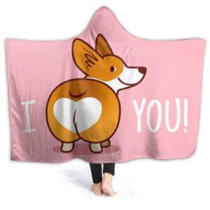 cute smiling welsh corgi dog hoodie blanket wearable throw blankets for couch blanket hooded for baby kids men women