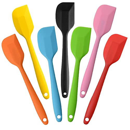 7 Pieces Silicone Spatulas, 11 Inches Non-stick Heat-Resistant Rubber Spatulas with Stainless Steel Core