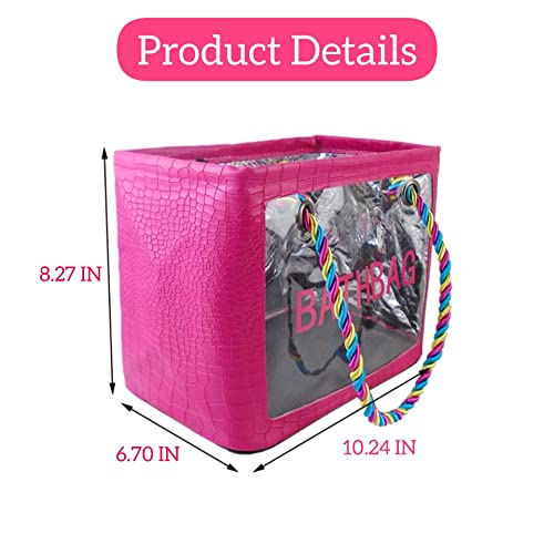 Foldable Waterproof Multipurpose Tote, Gym Bag, Shower Caddy with Filter Mesh Bottom, For Dorm College Essentials, Bathroom, Camp, Swimming Pool, Beach, Shower Carrier Pink