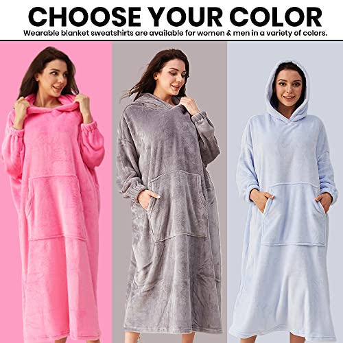 Mowaysers Blanket Hoodie Sweatshirt Gifts for Women and Men - Wearable Blanket Adult Super Warm and Cozy Giant Blanket Hoodie (Bean Paste)