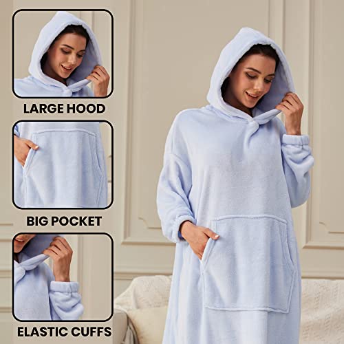 Mowaysers Blanket Hoodie Sweatshirt Gifts for Women and Men - Wearable Blanket Adult Super Warm and Cozy Giant Blanket Hoodie (Bean Paste)