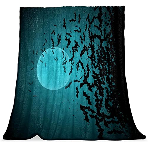 Lightweight Fleece Blanket for Sofa,Halloween Full Moon and Bats,Soft Blanket and Throw Blankets for Bed Couch