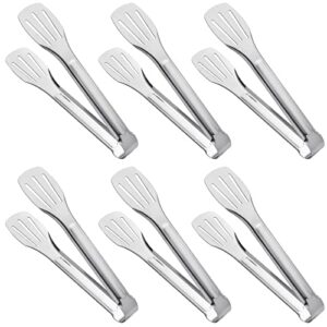 serving tongs kitchen tongs,buffet tongs, stainless steel food tong serving tong,small tongs 6 pack (7 inch)