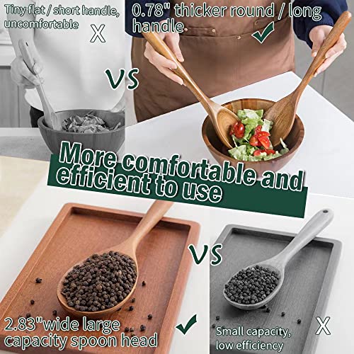 Wood Spoon, Healthy Acacia Wooden Cooking Spoons, Durable Kitchen Serving Spoon Scooper, Non Scratch Wood Ladle Tableware For Cooking, Serving Salad, Stirring Soup, Easy to use