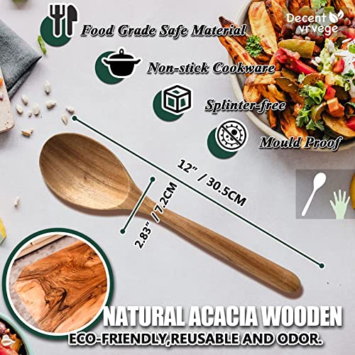 Wood Spoon, Healthy Acacia Wooden Cooking Spoons, Durable Kitchen Serving Spoon Scooper, Non Scratch Wood Ladle Tableware For Cooking, Serving Salad, Stirring Soup, Easy to use