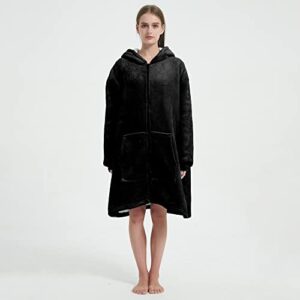 COLOOR FOL Black Wearable Blankets Adult Hoodie Blanket Women Men Big Oversized Hoodie Sweatshirt