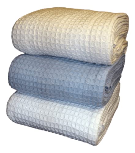 Santa Grace Honeycomb Thermal Waffle Blanket 100% Cotton Queen Ivory