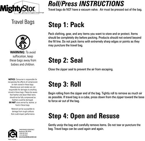 Household Essentials 4530 MightyStor 4-Piece Travel Packing Bags | 2 Medium and 2 Large