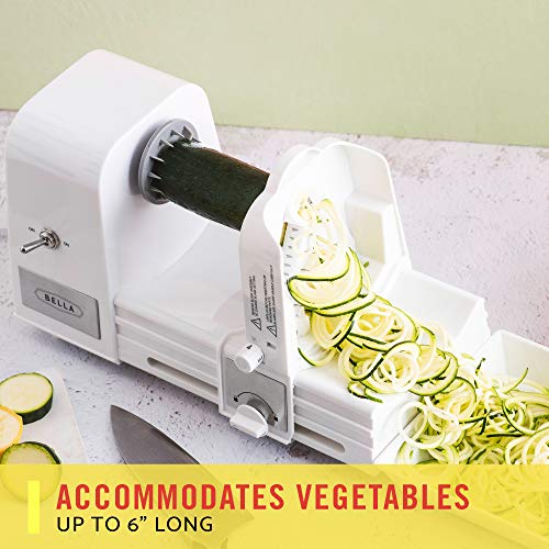 BELLA 4-in-1 Automatic Electric Spiralizer & Slicer, Quickly Prep Healthy Veggie or Fruit Spaghetti, Noodles or Ribbons, Easy To Clean, Recipe Book Included, White