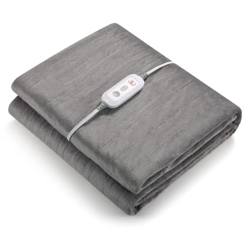 Electric Heated Blanket Throw Twin Size 62"x84", Soft Flannel Heating Blanket ETL Certification Fast Heating with 6 Heating Levels & 9 Hours Auto-Off, Heated Throw Blanket for Home Office Bed Sofa