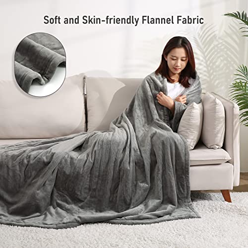 Electric Heated Blanket Throw Twin Size 62"x84", Soft Flannel Heating Blanket ETL Certification Fast Heating with 6 Heating Levels & 9 Hours Auto-Off, Heated Throw Blanket for Home Office Bed Sofa