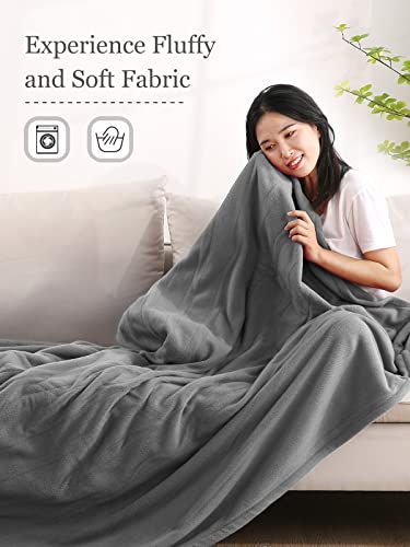 CURECURE Electric Heated Blanket 62'' x 84'' Electric Blanket for Whole Body Warming, ETL and FCC Certification Fast Heating with 4 Heating Levels & 10 Hours Auto-Off, Machine Washable, Grey