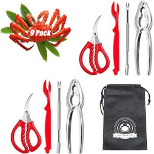 9pcs seafood tools set crab lobster crackers stainless steel forks opener shellfish lobster crab leg sheller nut crackers