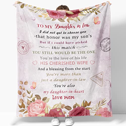 CHUSHYAR Mothers Day Birthday Gifts for Daughter in Law, Daughter in Law Gifts,Gifts for Daughter in Law Birthday, Daughter in Law from Mom，Cosy and Soft Throw Blanket 60" x 50"