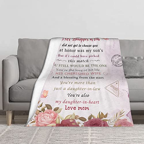 CHUSHYAR Mothers Day Birthday Gifts for Daughter in Law, Daughter in Law Gifts,Gifts for Daughter in Law Birthday, Daughter in Law from Mom，Cosy and Soft Throw Blanket 60" x 50"